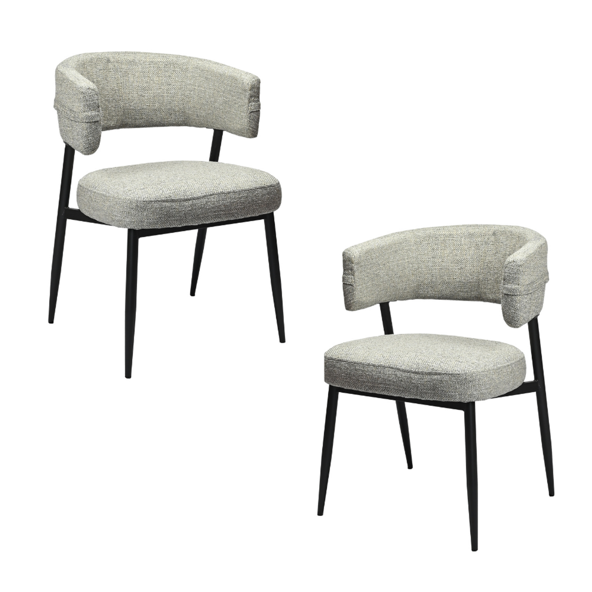 Set Of 2 Ozzy Modern Textured Fabric Kitchen Dining Chair Metal Legs ...