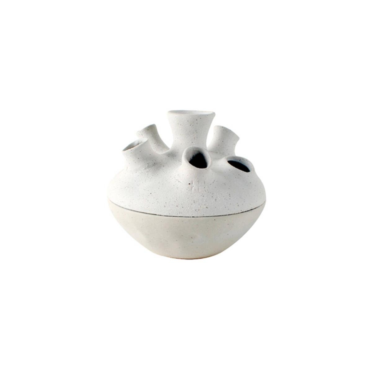 Maine & Crawford Adonia 6-Stem Ceramic 18.5x6cm Flower Vase - White ...