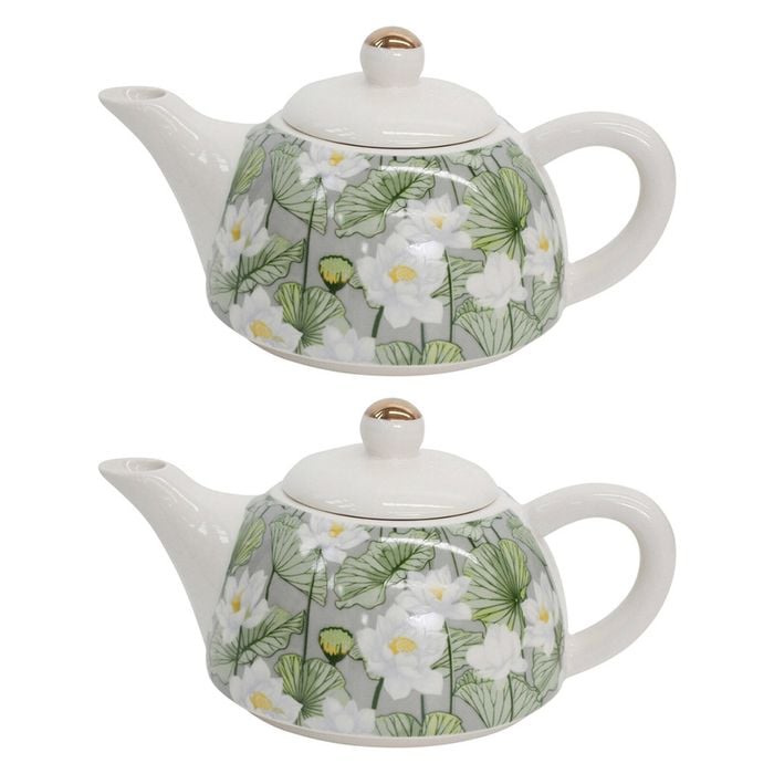 2PK LVD Water Lily 19.5cm Teapot Porcelain Decorative Tea Brewing Pot ...