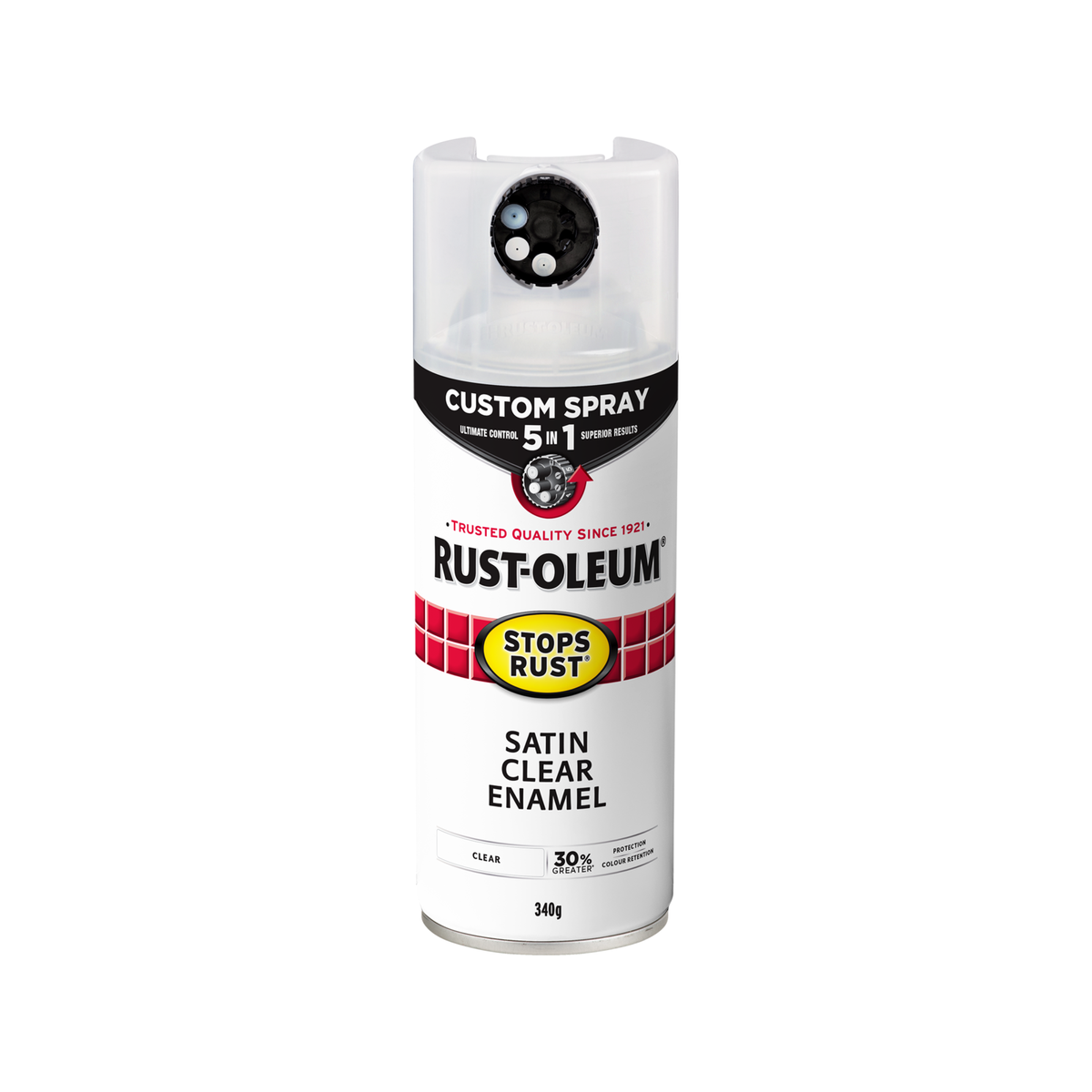 Rust-Oleum 340g Satin Clear Stops Rust Custom Spray 5 In 1 Spray Paint ...