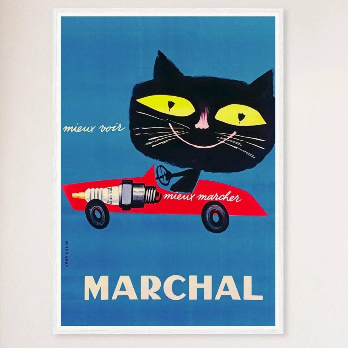 Galrie Marchal Cat Spark Plug Vintage Advertising Poster by Jean Colin ...
