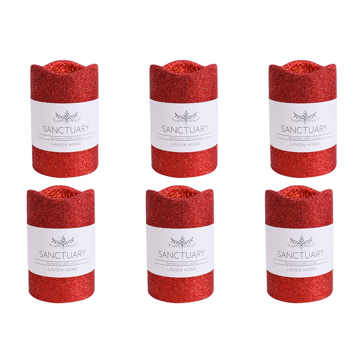 6PK LVD Flameless Candle Medium Ruby Decorative Home/Lounge Decor ...