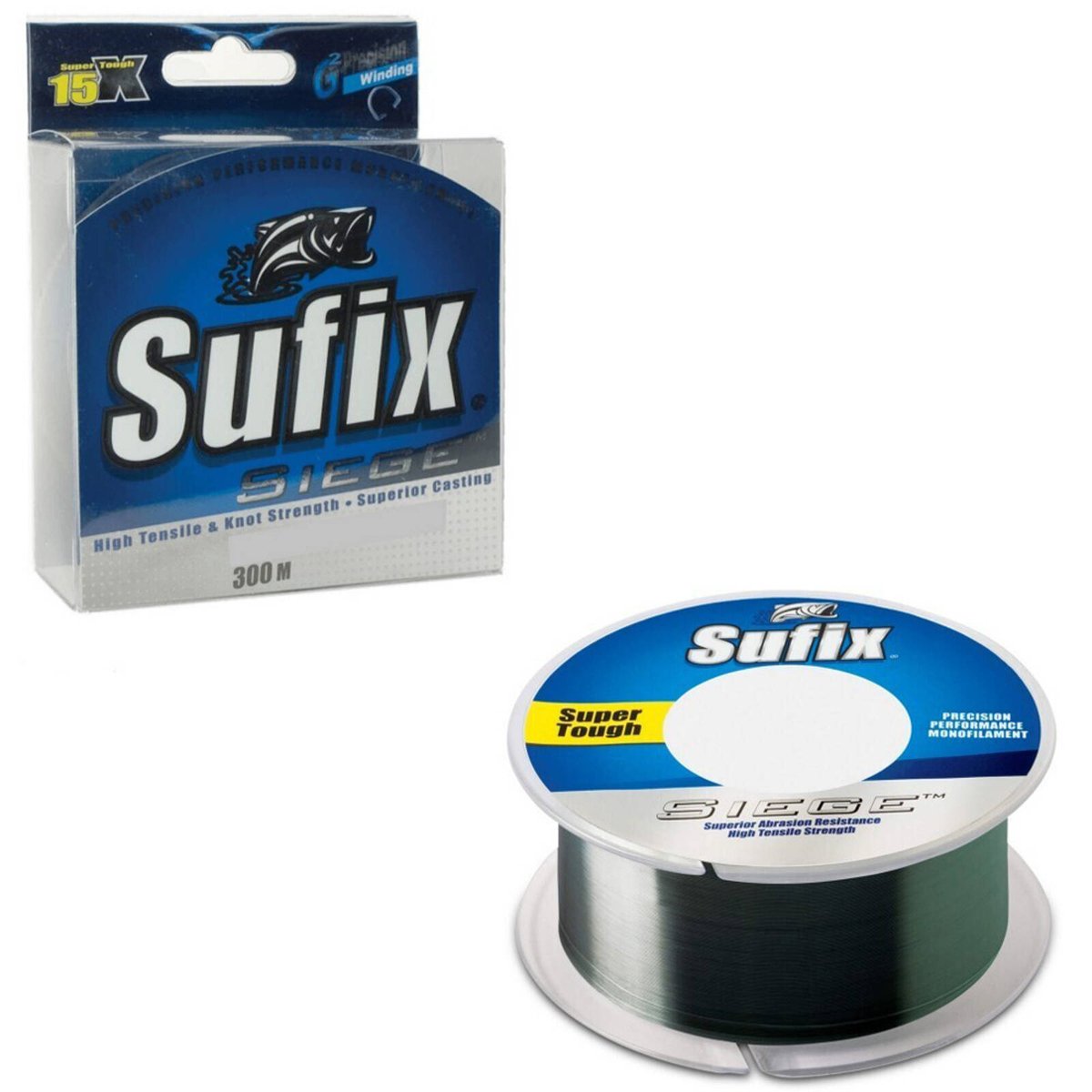 300m Spool of 33lb Sufix Siege Low Vis Green Monofilament Fishing Line ...