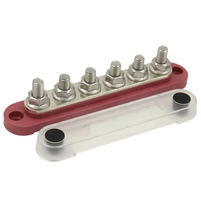 Switch Boss Red Positive 6 Gang M8 150A Bus Bar with Clear Push-On ...