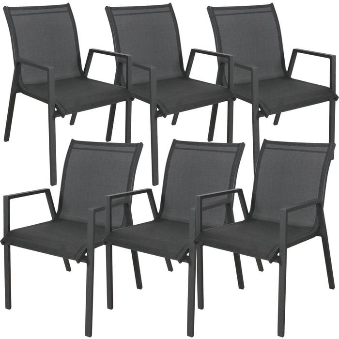 Iberia 6pc Set Aluminium Outdoor Dining Table Chair Charcoal - Bunnings ...