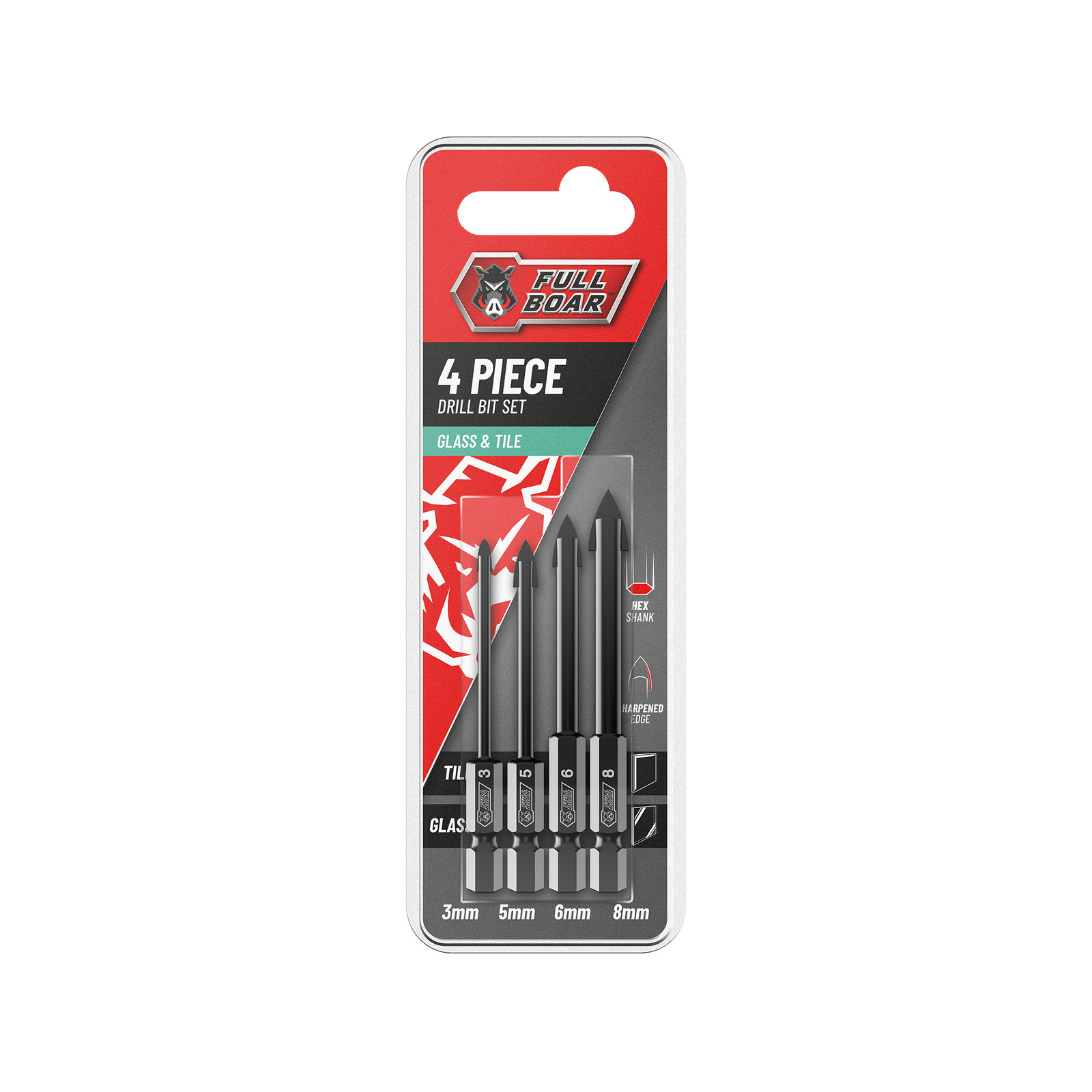 Full Boar 4 Piece Hex Shank Glass And Tile Drill Set Bunnings Australia