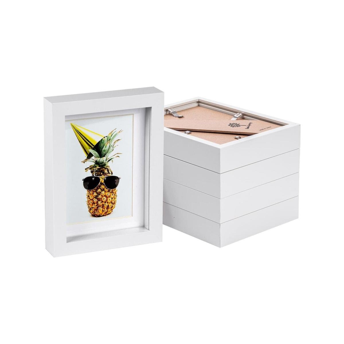 Nicola Spring 5" X 7" White 3d Box Photo Frames - 4" X 6" Mount - White ...