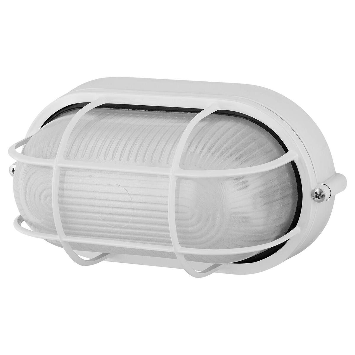 Arlec White Oval Caged Bunker Light - Bunnings Australia
