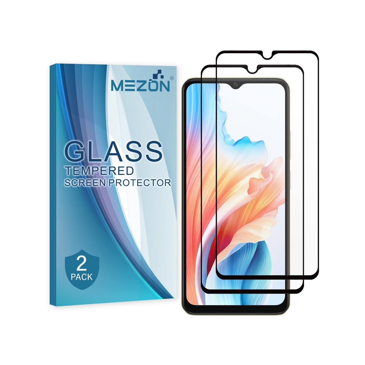 2 Pack Mezon Oppo A38 4g Full Cover Tempered Glass Screen Protectors ...