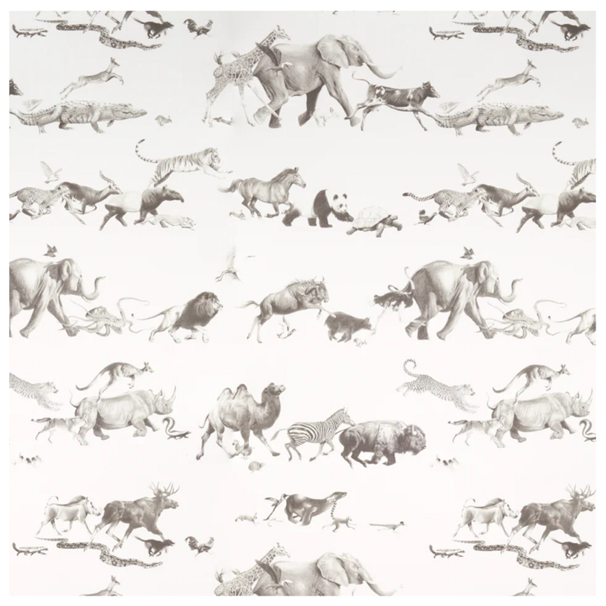 Wallpaper Trader Animals Drawn in Pencil 10 metre Roll - Bunnings Australia