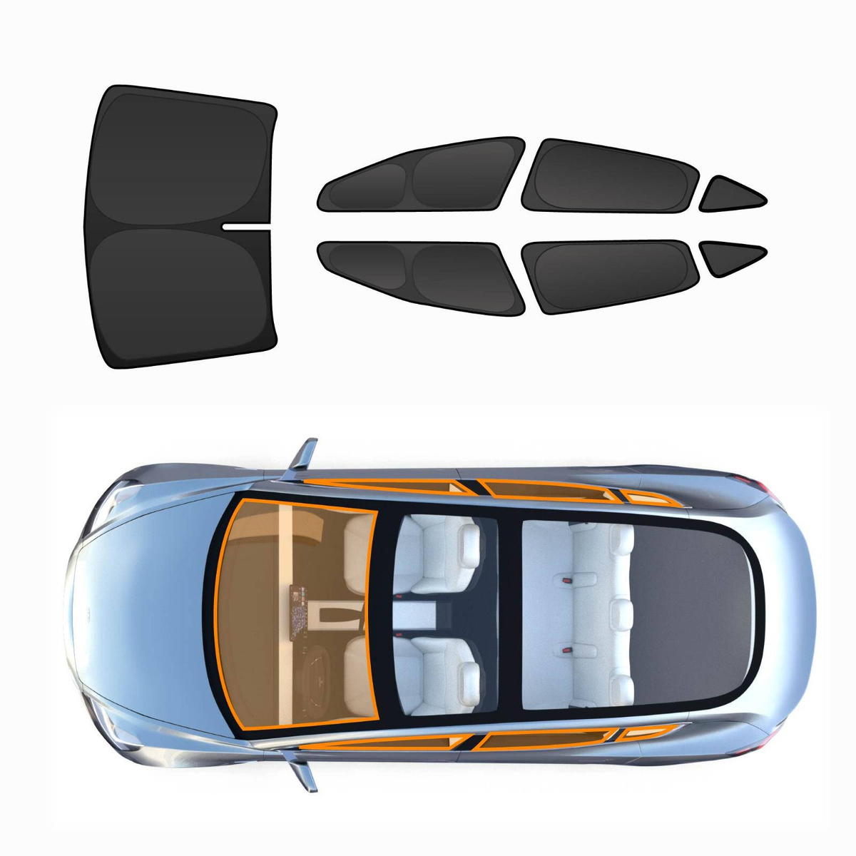 Tesla Model 3 Sunshade Side Rear Windows Windshield Camping Privacy ...