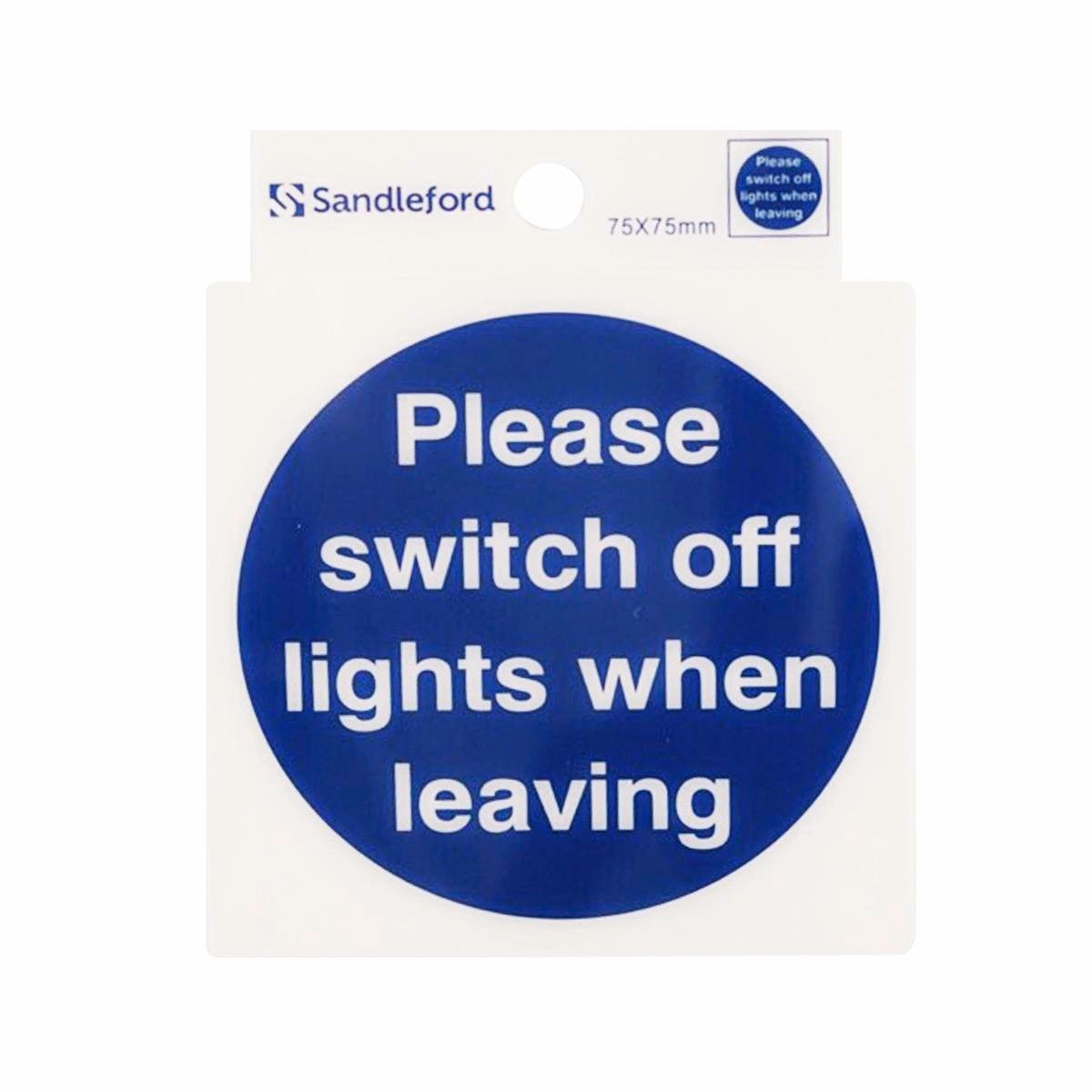 Sandleford 75x 75mm Please Switch off Lights Self Adhesive Sign ...