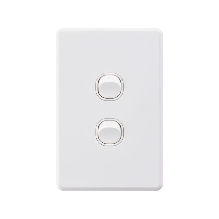 DETA White Matte S-line Double Vertical Wall Switch - Bunnings Australia