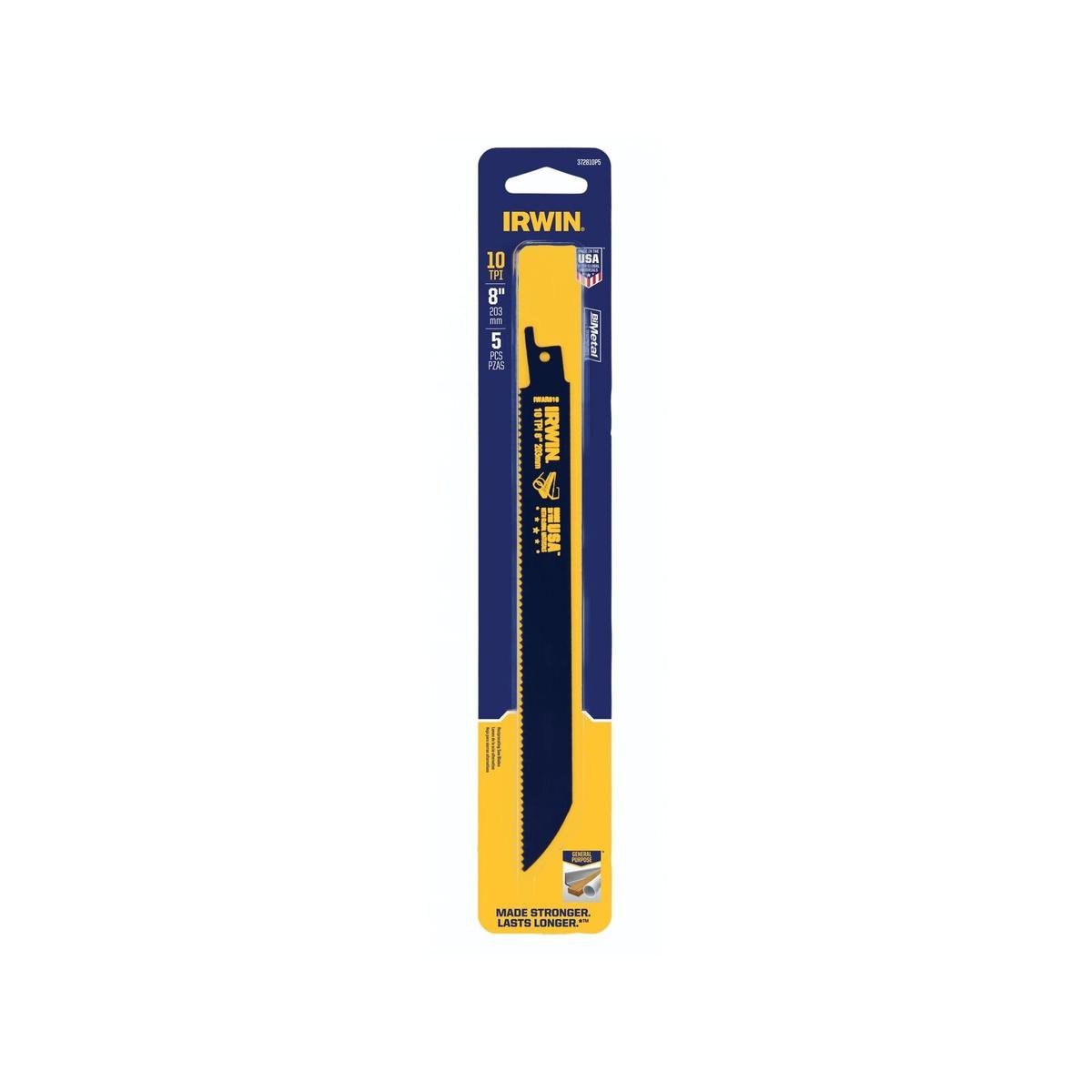 Irwin 8" 10TPI Bi-Metal General Purpose Cutting Reciprocating Saw Blade ...
