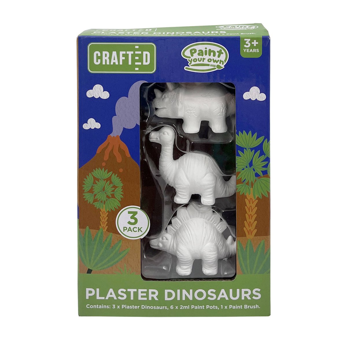 Crafted Paint Your Own Plaster Dinosaurs - 3 Pack - Bunnings Australia