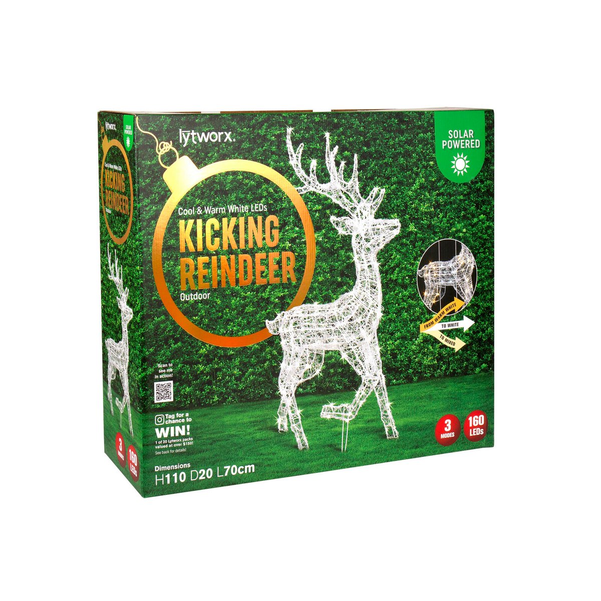 Lytworx Cool And Warm White Solar Kicking Reindeer Statue - Bunnings ...