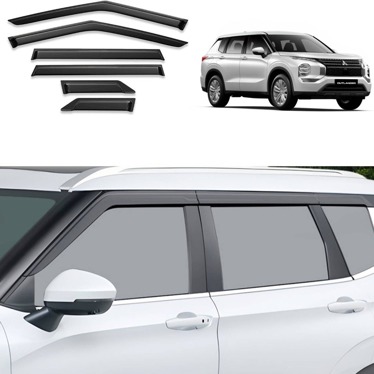 6pcs Weather Shields Window Visors Weathershield For Mitsubishi ...