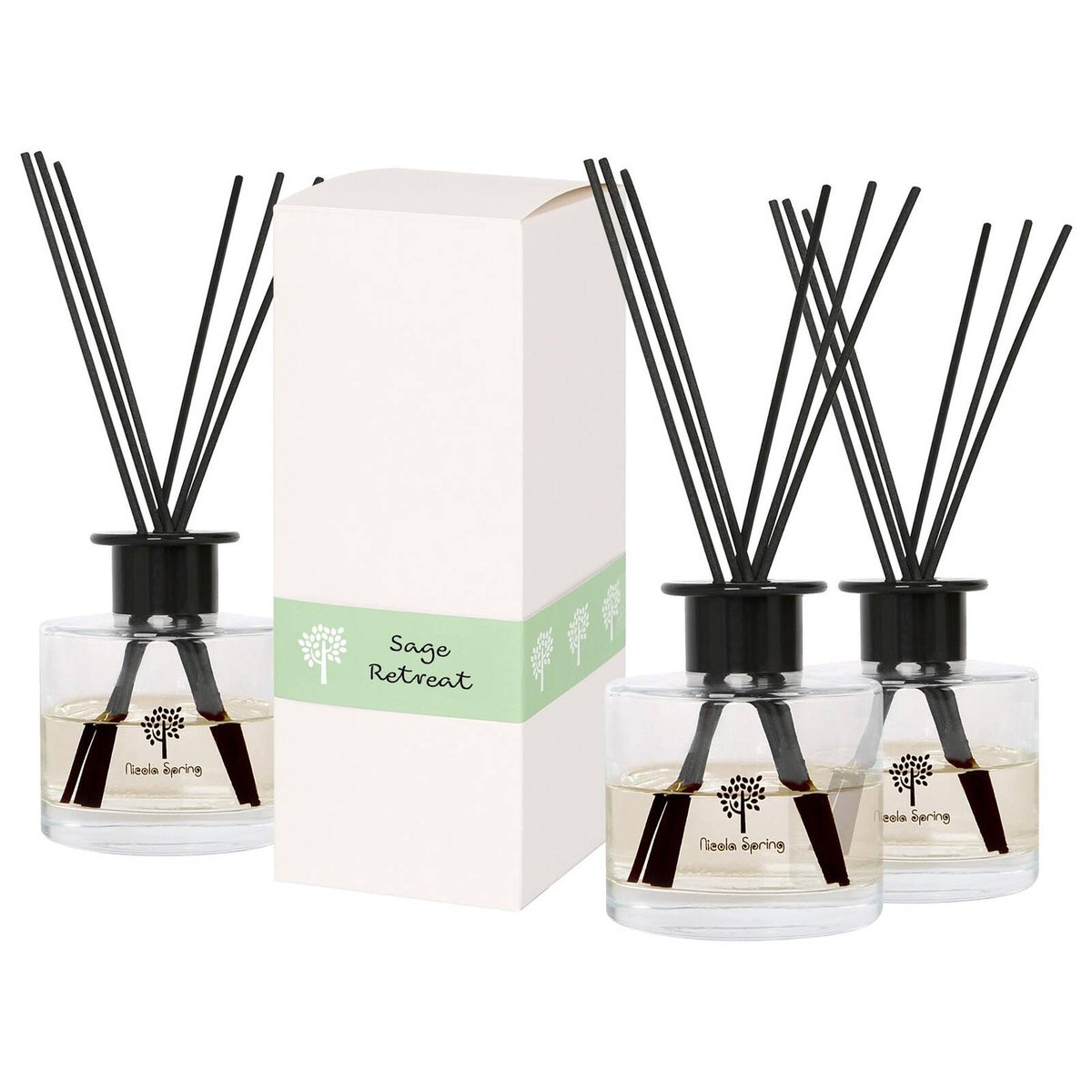 Nicola Spring Glass Reed Diffusers - 200ml - Sage Retreat - Pack of 3 - Bunnings Australia