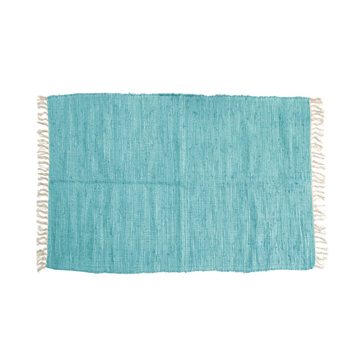 Large Chindi Cotton Handmade Floor Mat with Tassels 90 x 150 cm Aqua ...