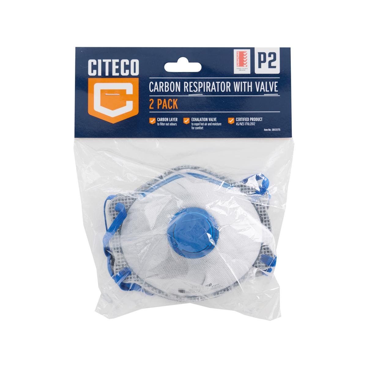 Citeco P2 Carbon Respirator With Valve - 2 Pack - Bunnings New Zealand