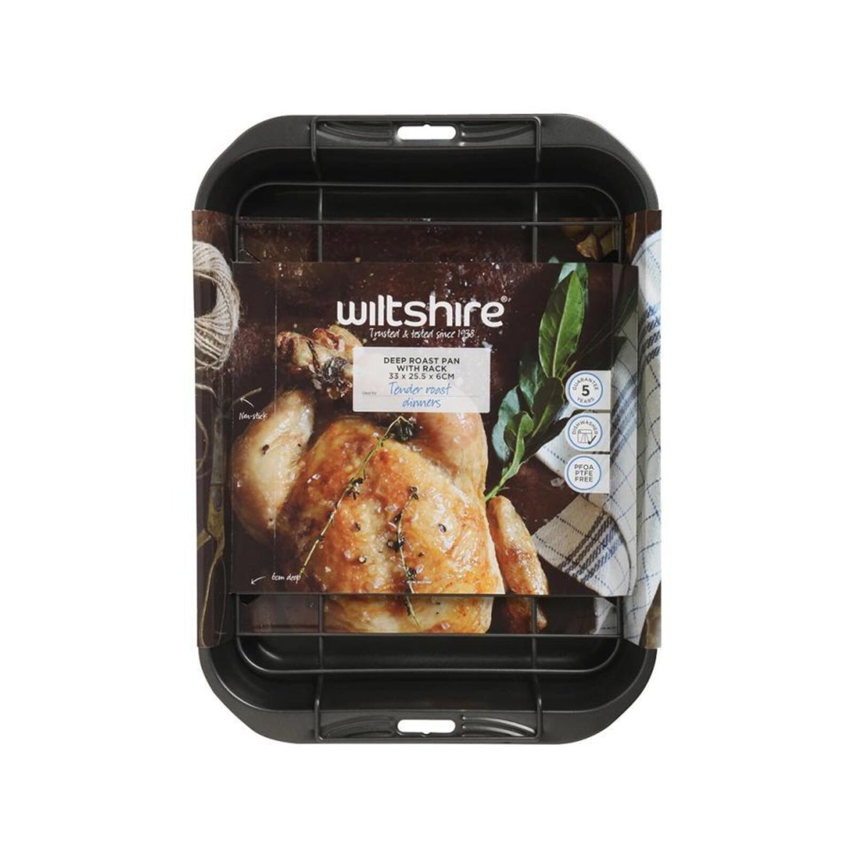 Wiltshire Non Stick Deep Roast Pan With Rack 32 X 25cm - Bunnings Australia