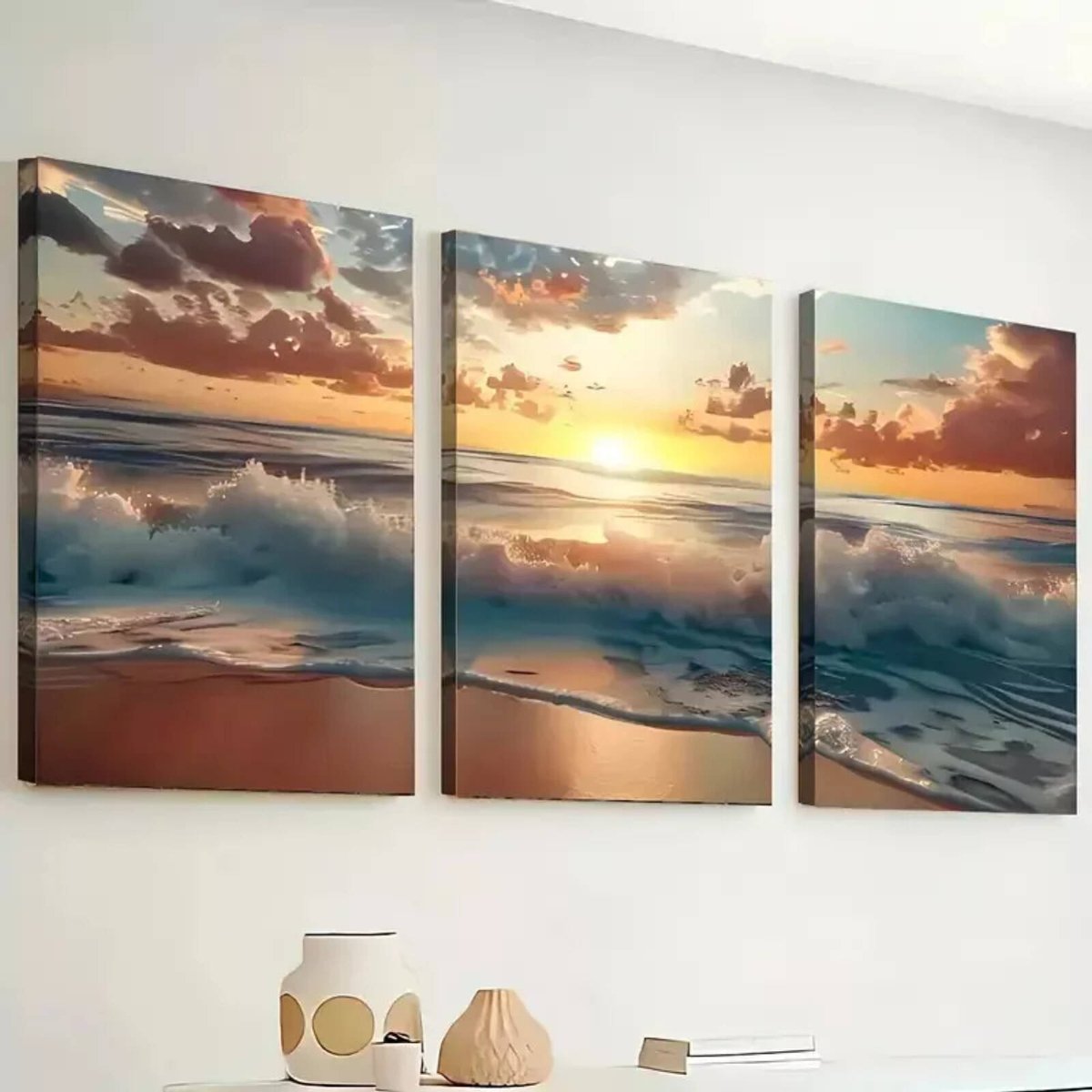 3 Set of Beach Sunset Sandy Beach Print 100% Australian Made 3 x ...