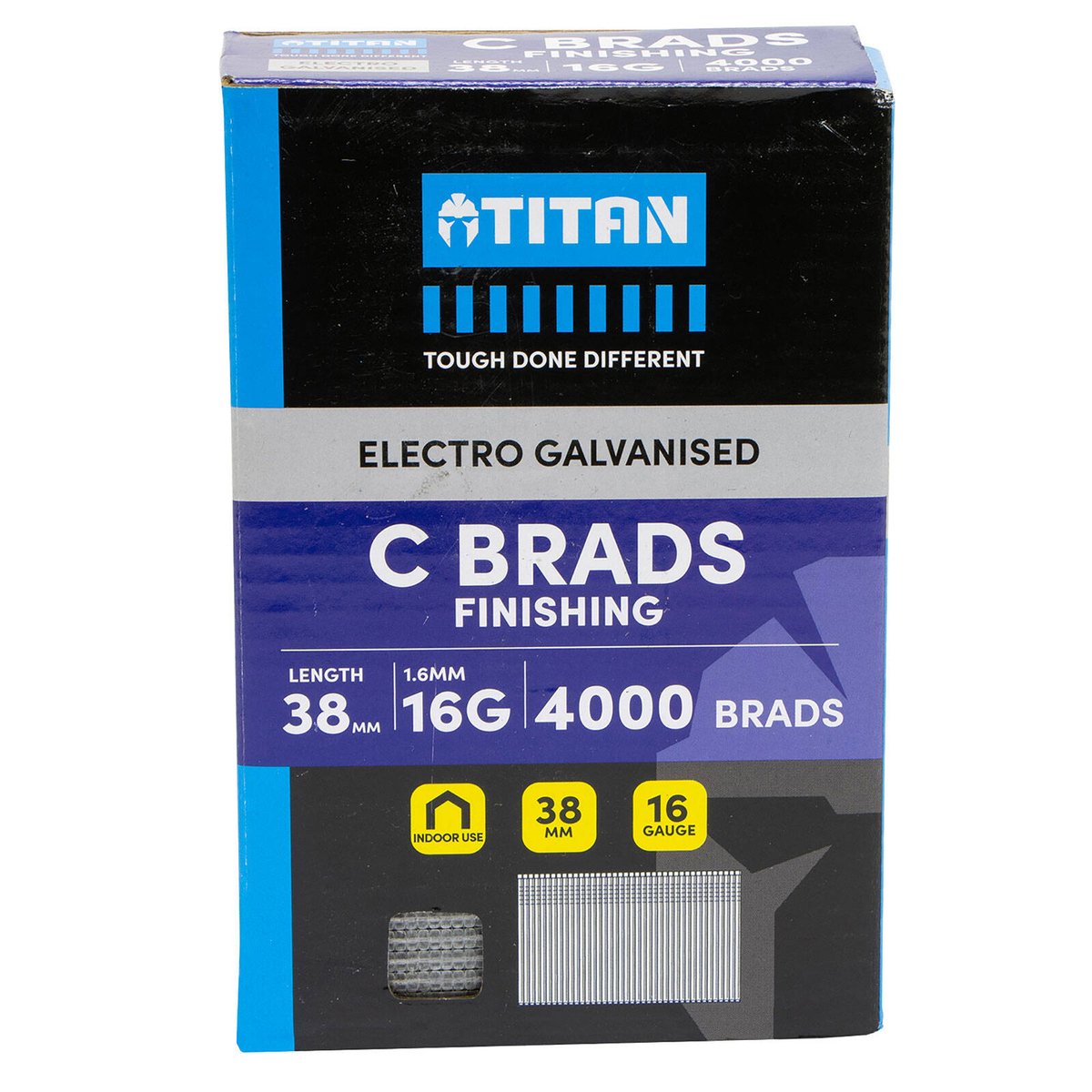 Titan 38 x 1.6mm Electro Galvanised Straight Collated Nail C Brads ...