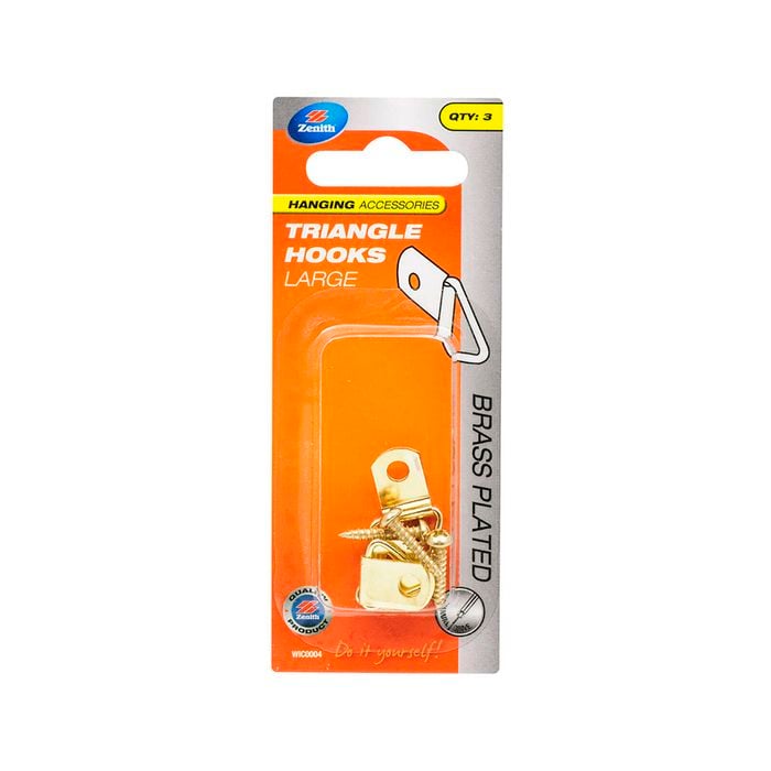 ZENITH Large Triangle Hook Brass Plated 3 Pack - Bunnings New Zealand
