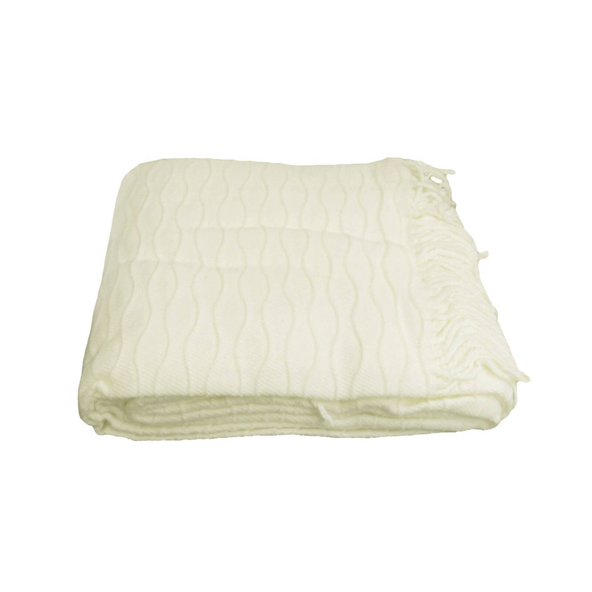Bloomington Wave Cream Acrylic Textured Throw Rug 127 x 152cm ...