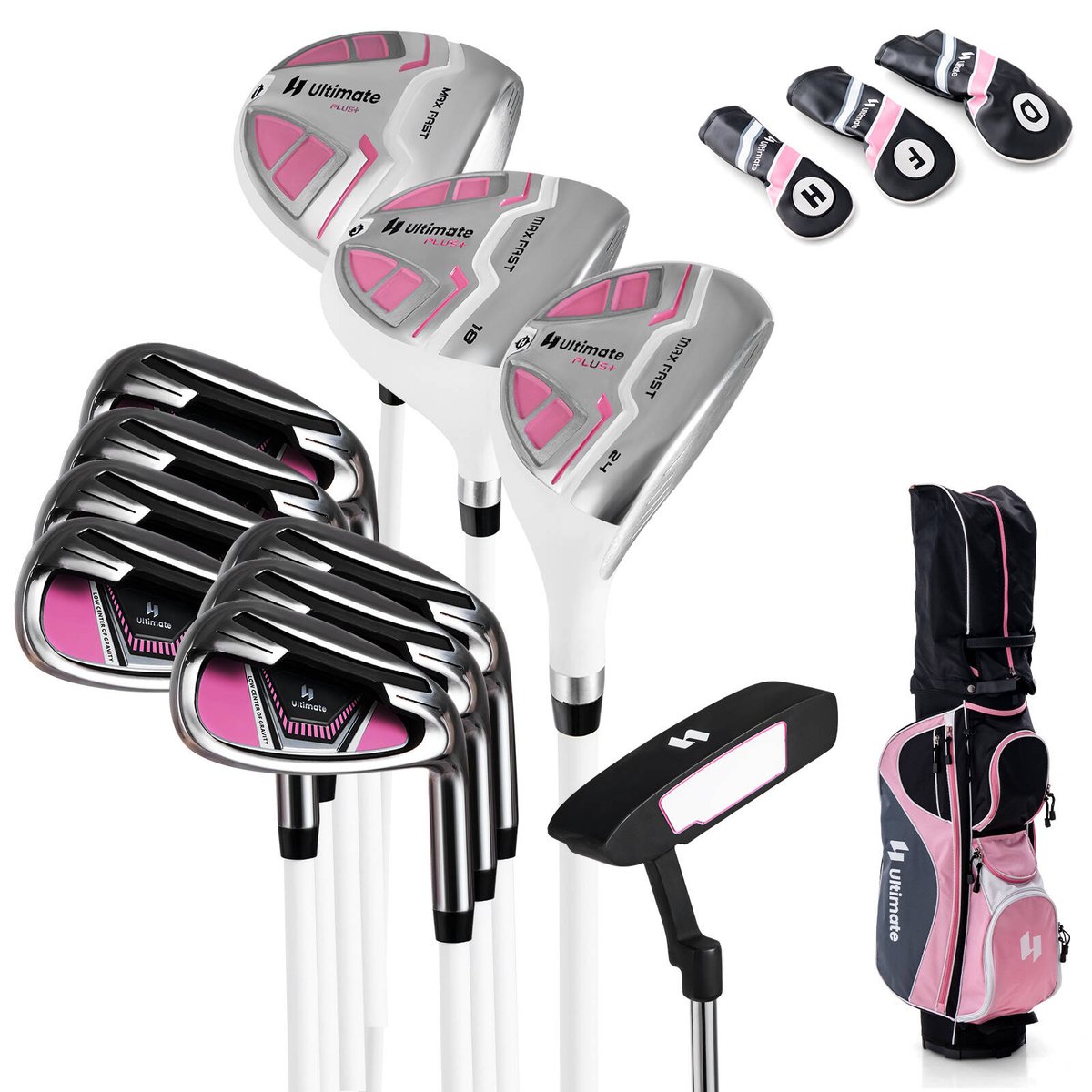 Costway 11Pcs Women's Complete Golf Club Package Set Right Handed Pink ...