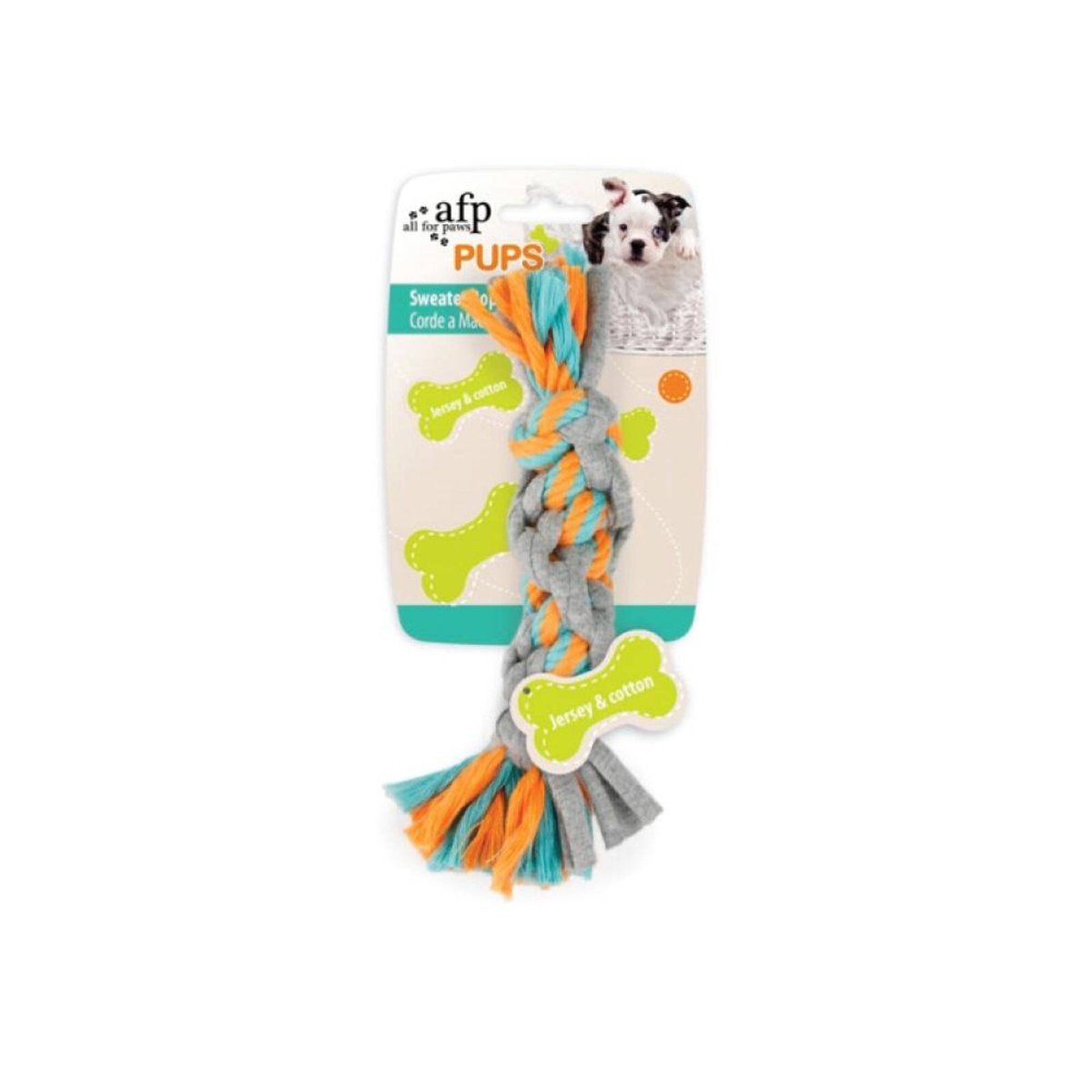 Puppy Chew Rope Toy - Dog Knotted Braided Rag Cotton Jersey Teething ...