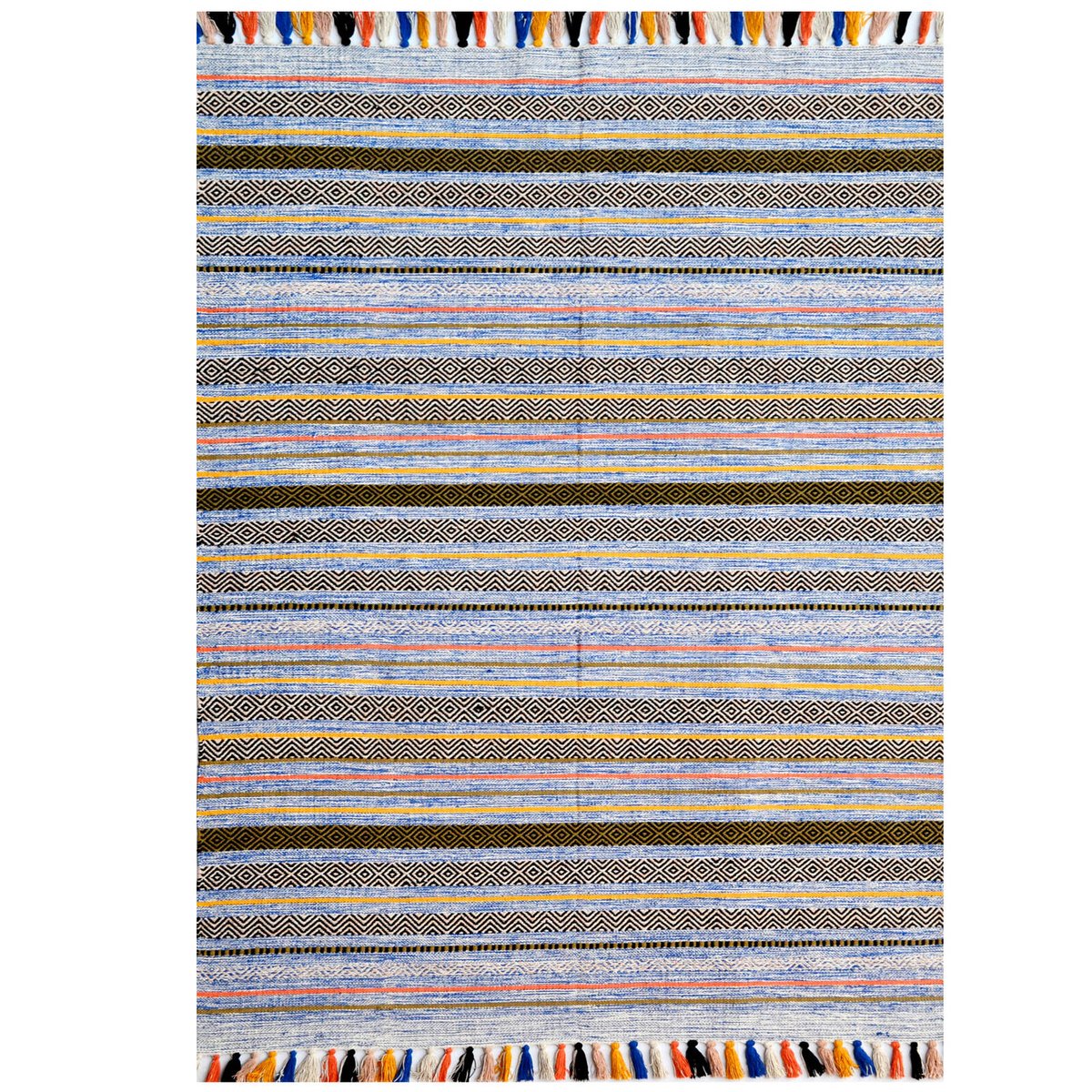Handwoven Natural Mizo Rug-6320-Blue Multi-80x150cm - Bunnings Australia