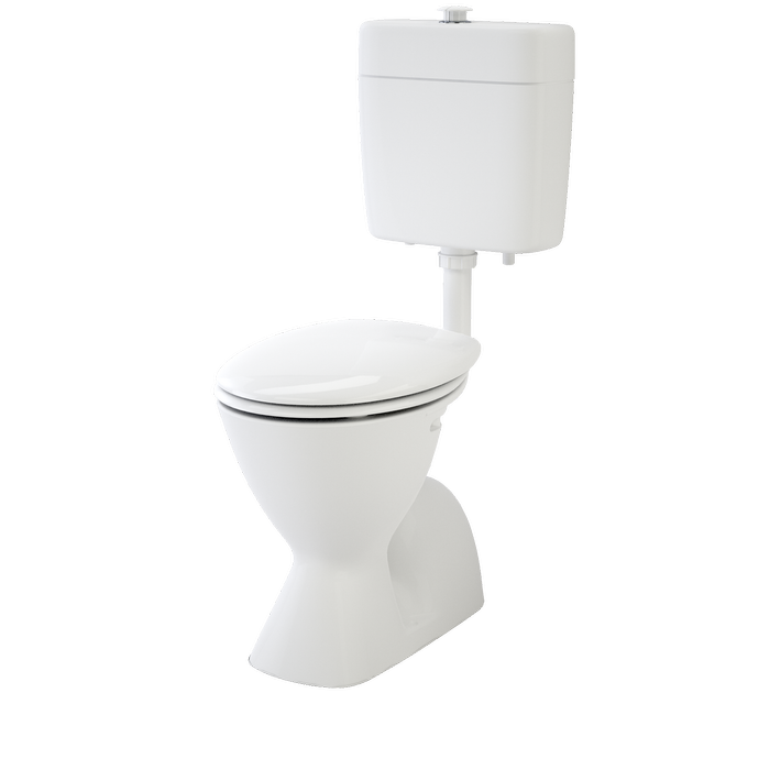 Caroma White S Trap Cosmo Care Toilet Suite with Double Flap Seat ...