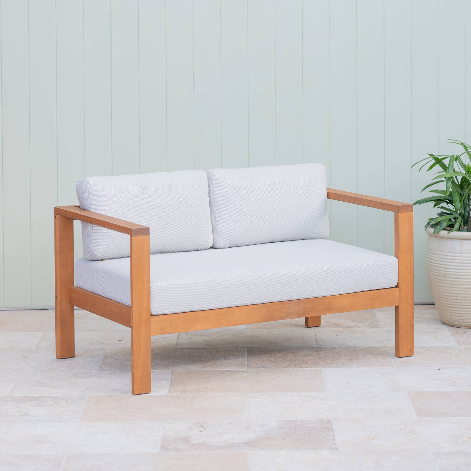 Santo Two Seater Timber Lounge with Cushion | Mimosa NZ