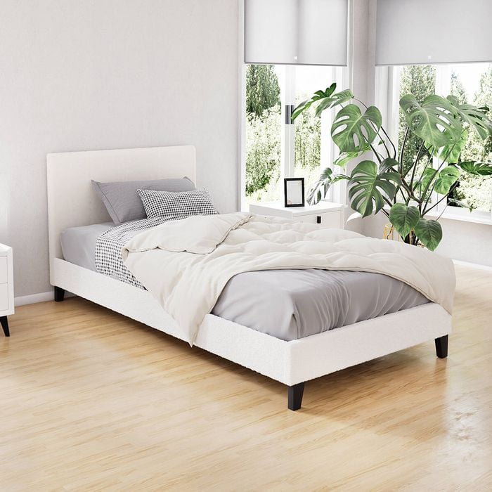 Artiss Boucle Bed Frame Single Beds Base - Bunnings Australia