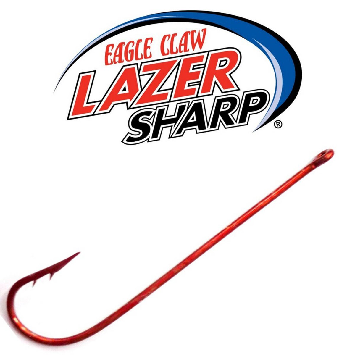 25 Pack of Size 6 Eagle Claw LT6088U Red Long Shank Hooks-Double Barbed ...