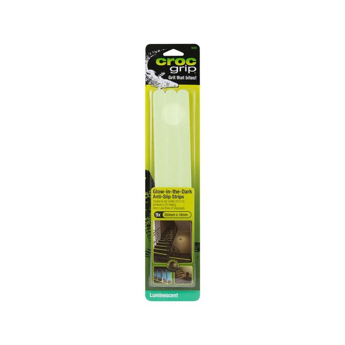 Croc Grip 300 x 18mm Glow-In-The-Dark Step Strips - 9 Pack - Bunnings ...