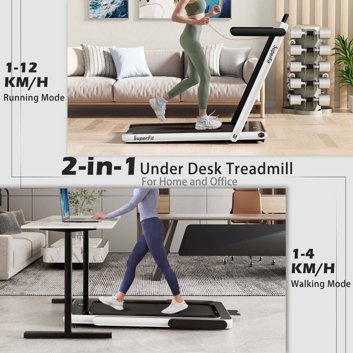 Costway 2 in 1 Electric Treadmill Folding Incline Running Machine w/LED ...