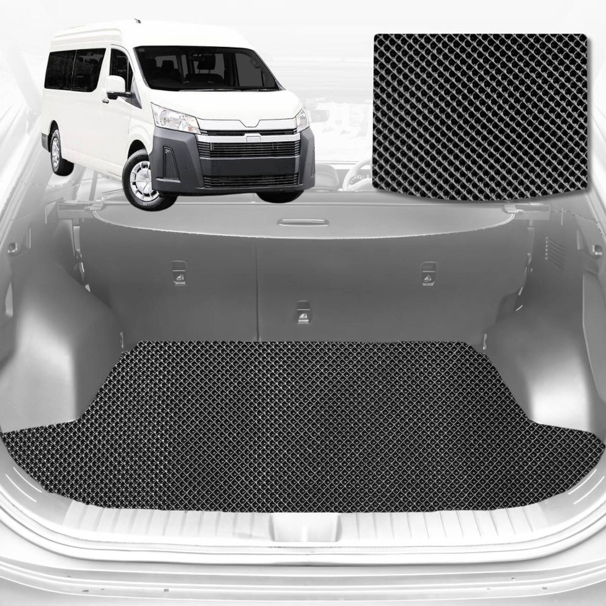6D Diamond Car Boot Mat for Toyota Hiace Van (LWB)2005-2019-Cargo Mat ...