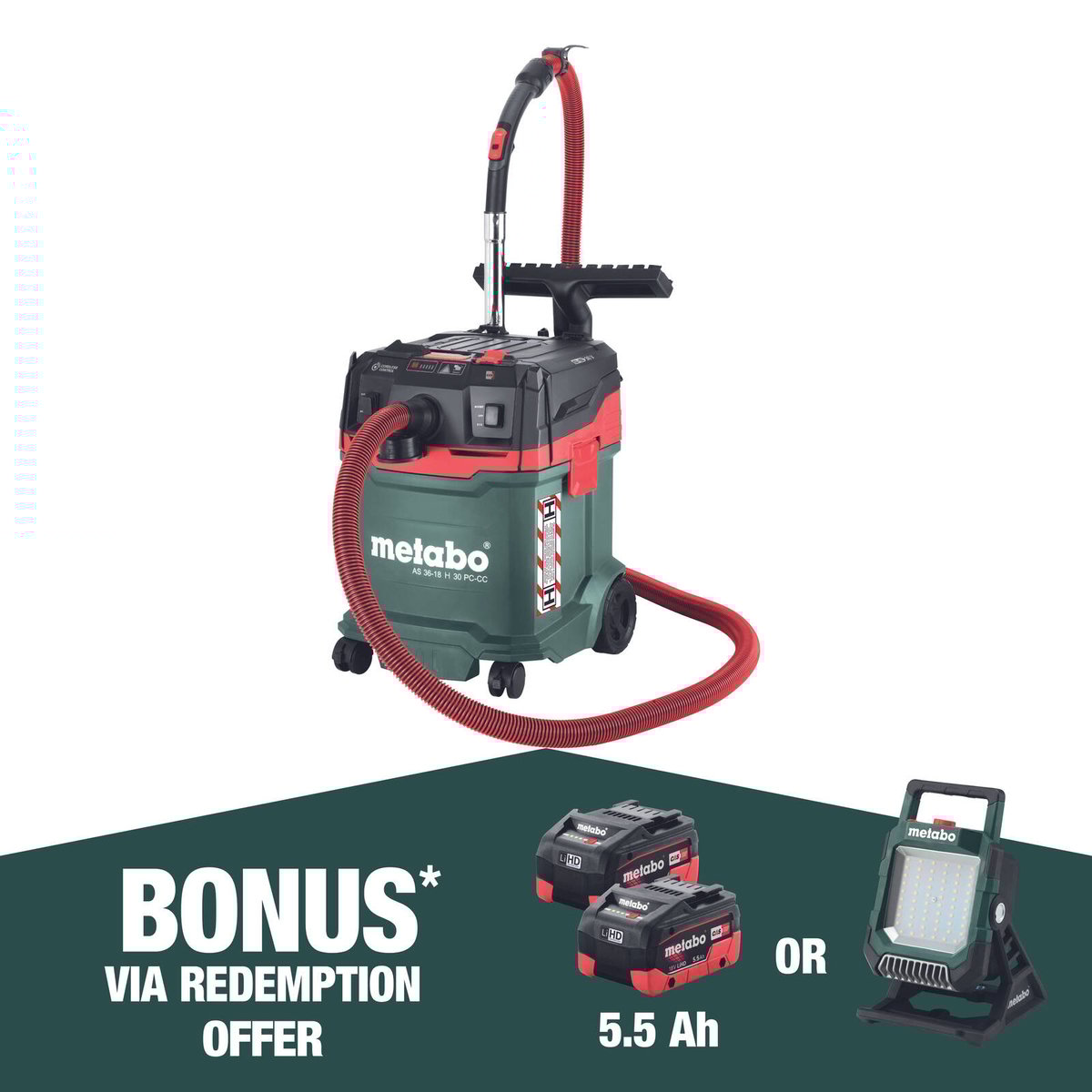 Metabo 36V 2 x 18V Cordless 30L H-Class Wet & Dry Vacuum Cleaner - Skin ...