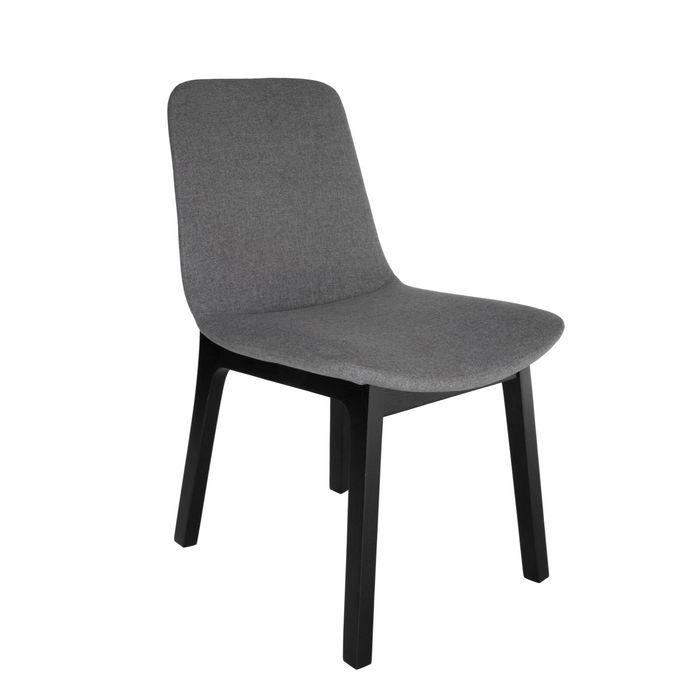 SKDL Cozy Dining Chair Grey Fabric Black Legs - Bunnings Australia