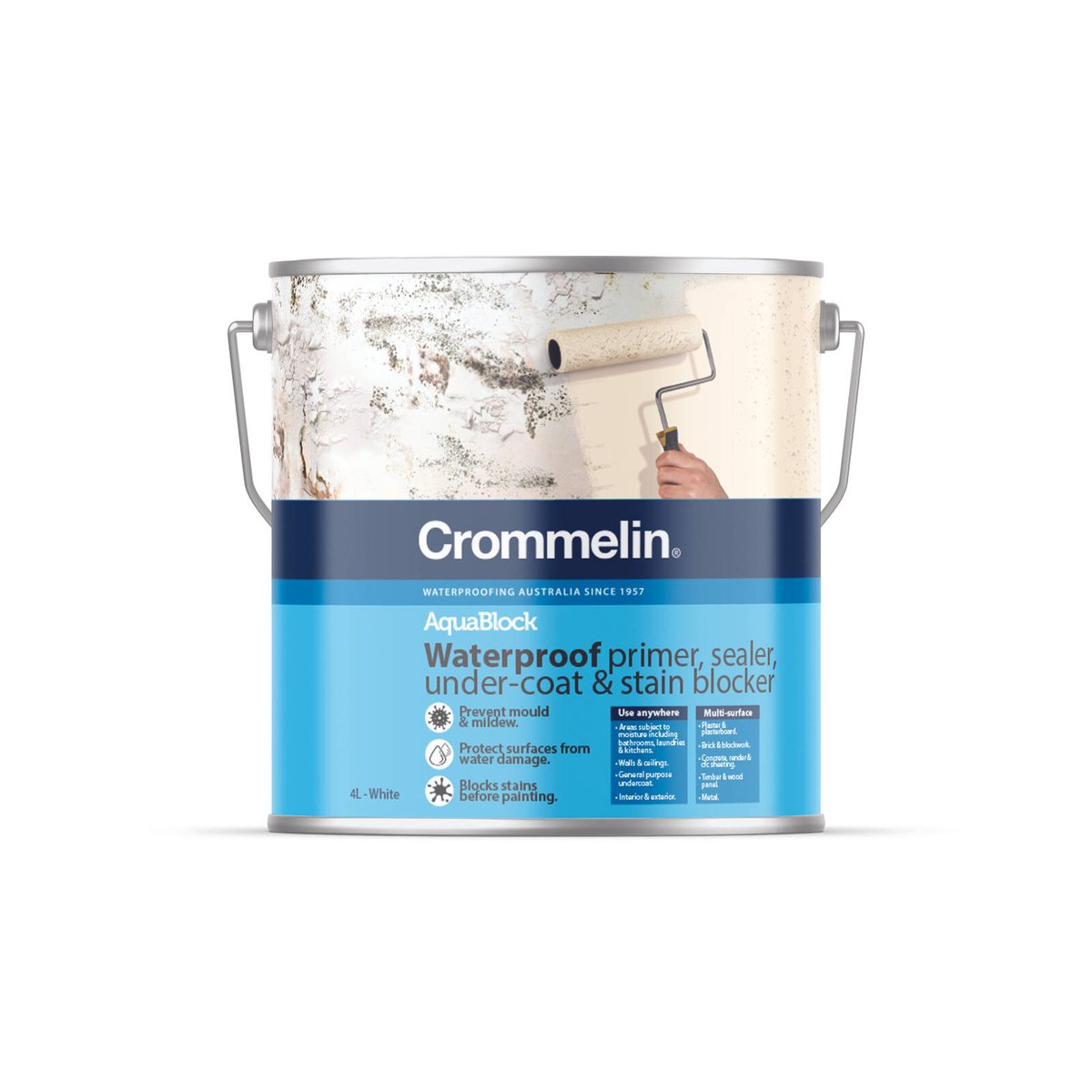 Crommelin 4L Flat Aquablock Waterproof Primer Undercoat - Bunnings ...
