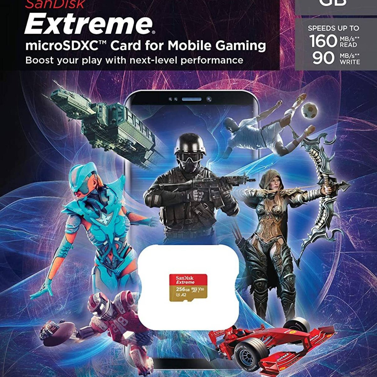 Sandisk Extreme For Mobile Gaming Micro Sd Card 256gb Sdxc Uhs-i U3 ...
