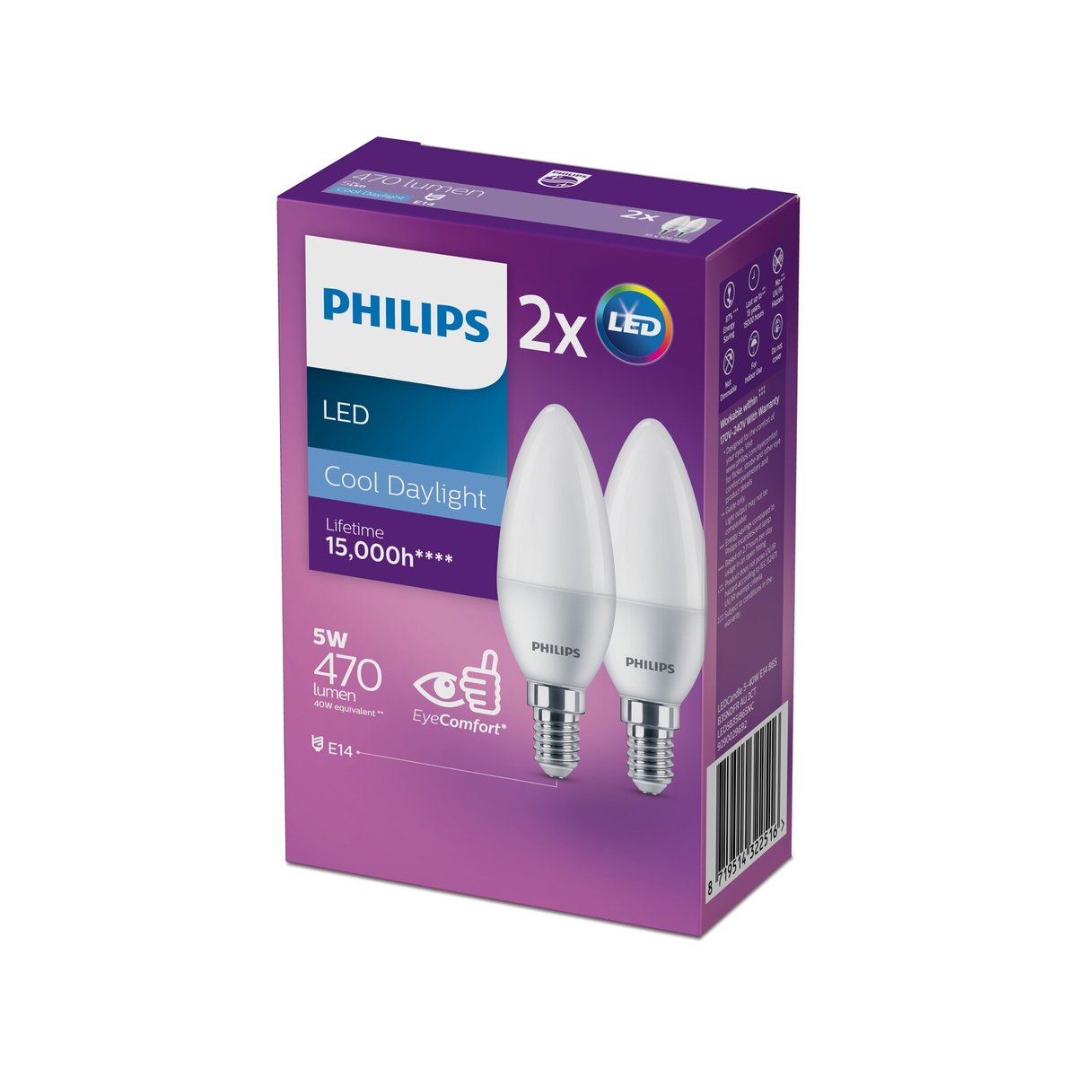 Philips 5W B35 Cool Daylight Frosted LED E14 Candle - 2 Pack - Bunnings ...
