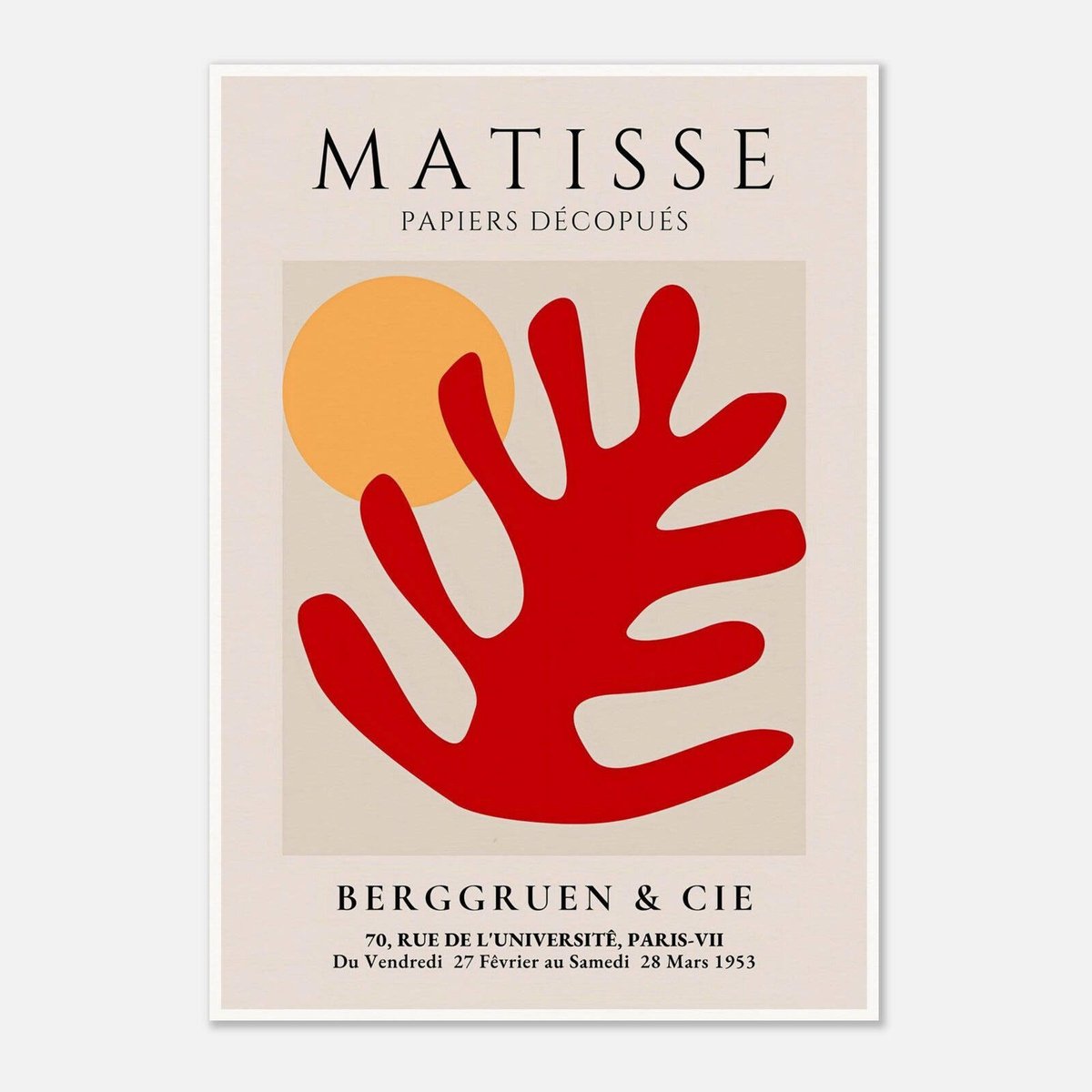 Galrie Henri Matisse Vintage Red Leaf Exhibition Print at Berggruen ...
