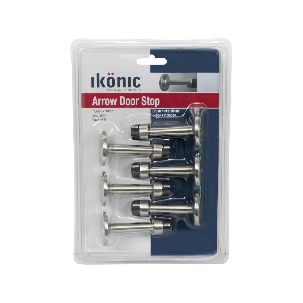 Ikonic 6 Piece Brushed Nickel Arrow Door Stop Set - Bunnings Australia