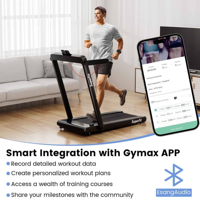 Costway 2 in 1 Electric Treadmill Folding Incline Running Machine w/LED ...