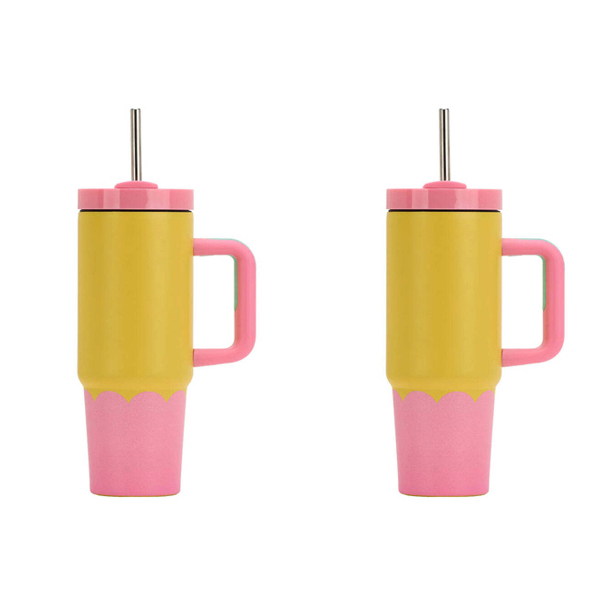2PK Annabel Trends Super Sip Wave 380ml Stainless Steel Cup - Yellow Candy - Bunnings Australia