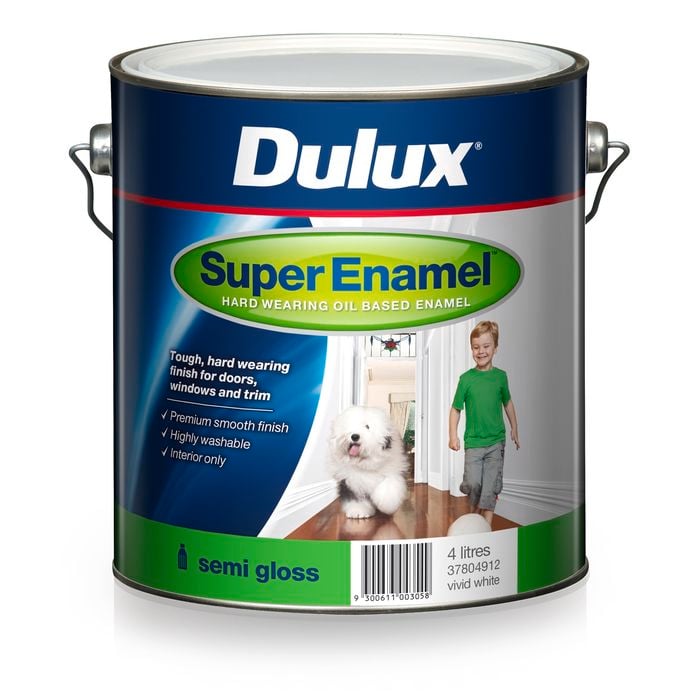 Dulux 4L Super Enamel Paint Semi Gloss Vivid White - 4L - Bunnings ...