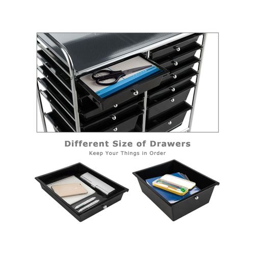 Costway 12-Drawer Storage Trolley Filing Cabinet w/Wheels Black ...